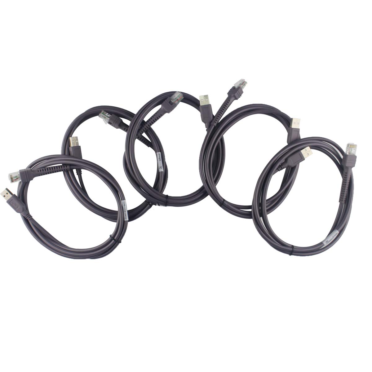 5-Pack USB Cable for Motorola Symbol LS2208 LS4208 DS6708 Barcode Scanner USB Type A CBA-U01-S07ZAR