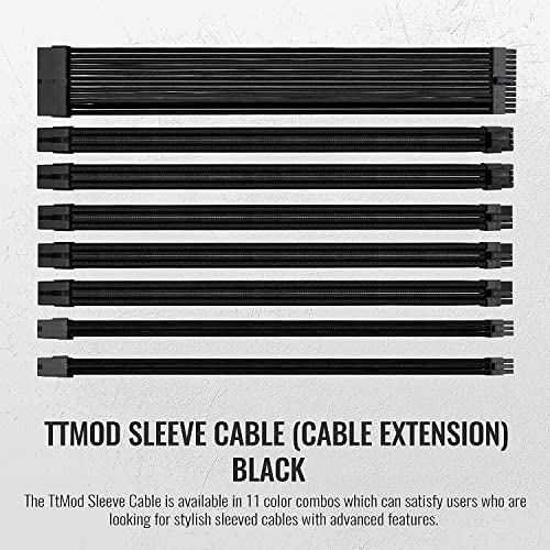 Thermaltake TtMod Sleeve Extension Power Supply Cable Kit, ATX/EPS/8-pin PCI-E/6-pin PCI-E with Combs-Black, AC-052-CN1NAN-A3