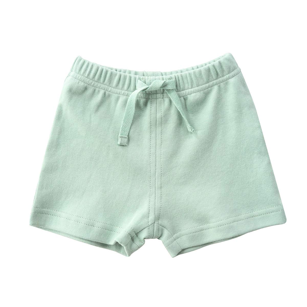 Teach Leanbh Unisex-Baby 3-Pack Cotton Soild Color Short with Drawstring 3-24 Months (3-6 Months, Green/Gray/Blue)