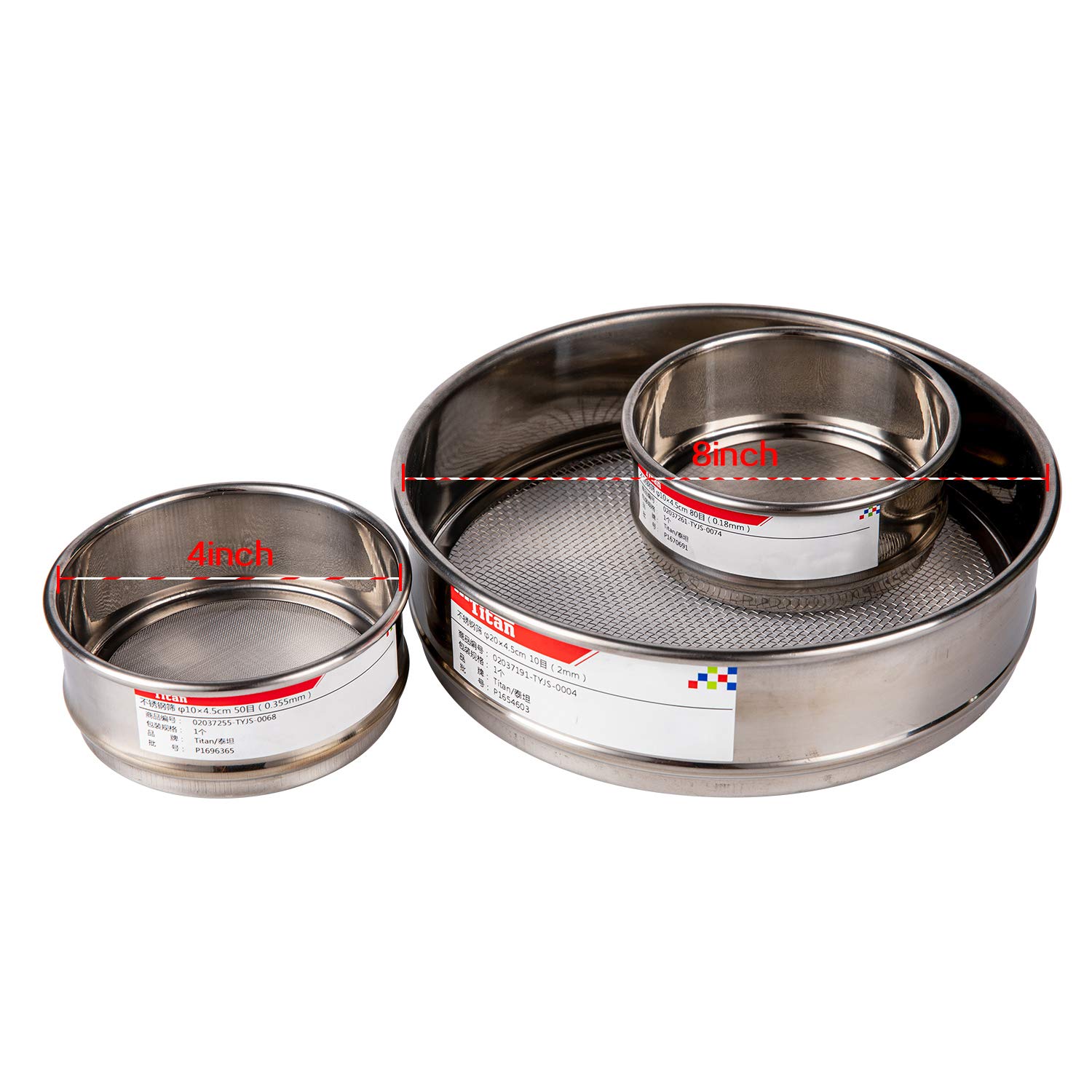 Adamas-Beta φ20×4.5cm Diameter 10 Mesh 304 Stainless Lab Sieves Economy Test Sieve 304 Stainless Steel Wire Cloth(2mm)