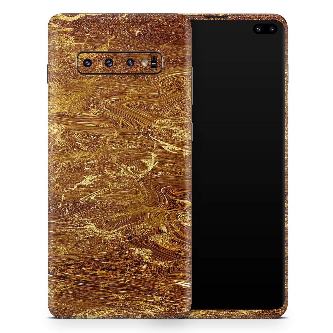 DesignSkinz Molten Gold Digital Foil Swirl V2 | Protective Vinyl Decal Wrap Skin Cover Compatible with The Samsung Galaxy S20 (Full-Body, Screen Trim & Back Glass Skin)