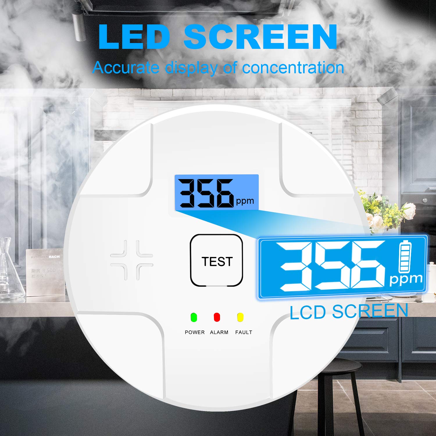 3 Pack Combination Smoke Carbon Monoxide Alarm Detector Battery Operated, Portable Smoke and Co Alarm for Home Bedroom Travel,Easy to Install