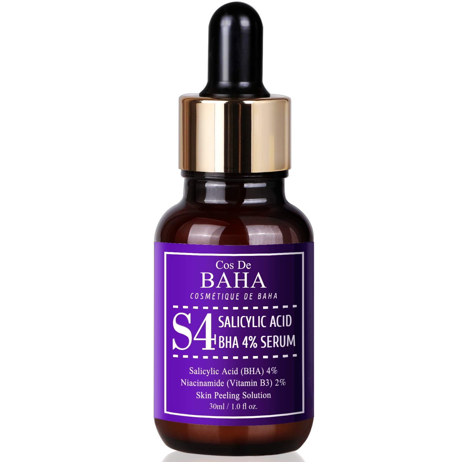 Cos De BAHA Salicylic Acid 4% Exfoliating Facial Serum with Niacinamide, 1 Fl Oz (30ml)