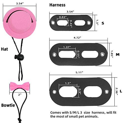 Bearded Dragon Lizard Leash Harness Hat Bowtie Set -Bearded Dragon Top Hat + Bow Tie Collar Costume Accessories + 3 Pack Harness Leash for Lizard Reptile Party Photo Props