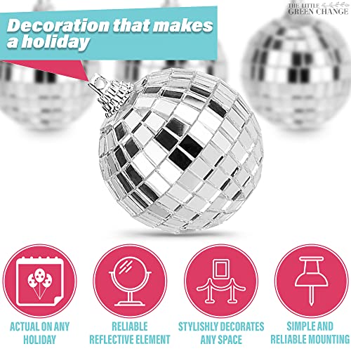 24Pcs Mini Disco Ball Party Decorations - Silver Mini Plastic Ornaments Small Disco Balls Valentines Tree Decorations for Wedding - 2" for Disco Party Decorations Holiday Tree Wedding Party Festival
