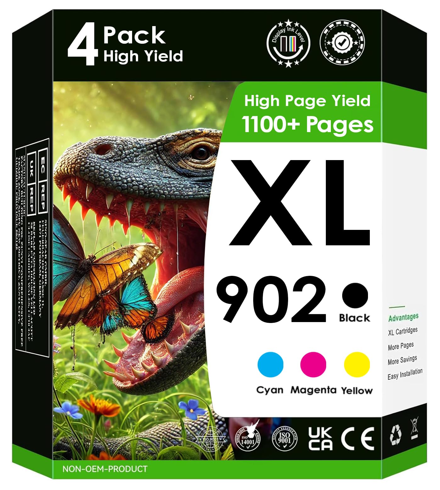 5-Star Compatible High Yield Replacement for HP 902XL. Works with Officejet Pro 6962 6954 6960 6968 6958 6970 6979 6950 6975, 4 Pack (Black, Cyan, Magenta, Yellow) [Works with the New Update]