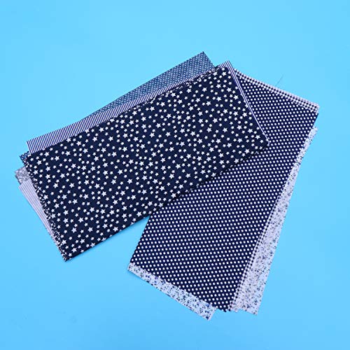 ABOOFAN Embroidery Fabric Floral Cotton Fabric Bundle Cotton Square Quilting Fabric Sewing Patchwork Cloths DIY Scrapbooking Crafts Supplies for Bag Wallet Purse (Navy) Quilted Fabric