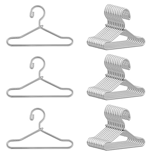 50pcs Mini Doll Clothes Hangers Mini Clothes Hanger Metal Doll Hangers for Dress Closet Doll House Accessories