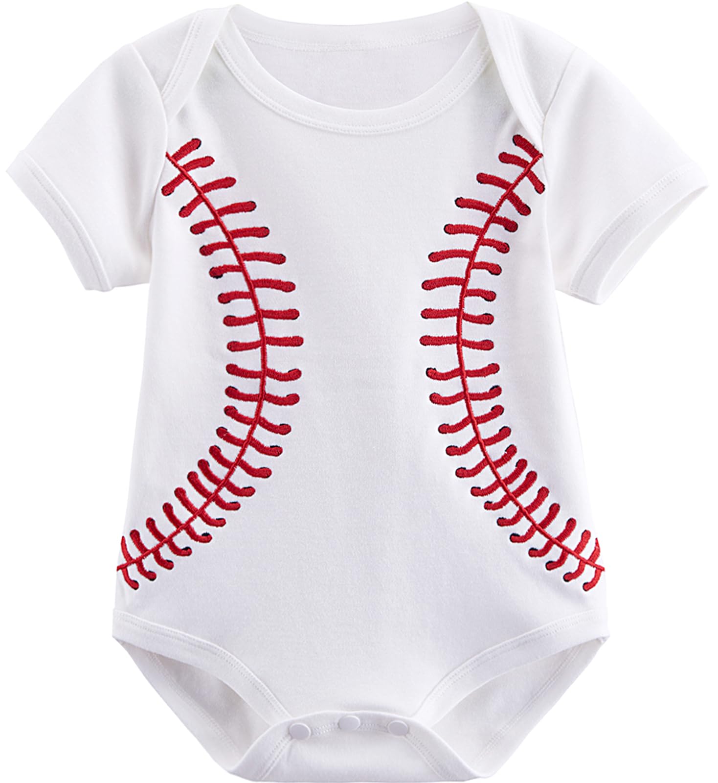 COSLAND Baby Baseball Outfit Infant Boys Cotton Bodysuit, White, 3-6 Months