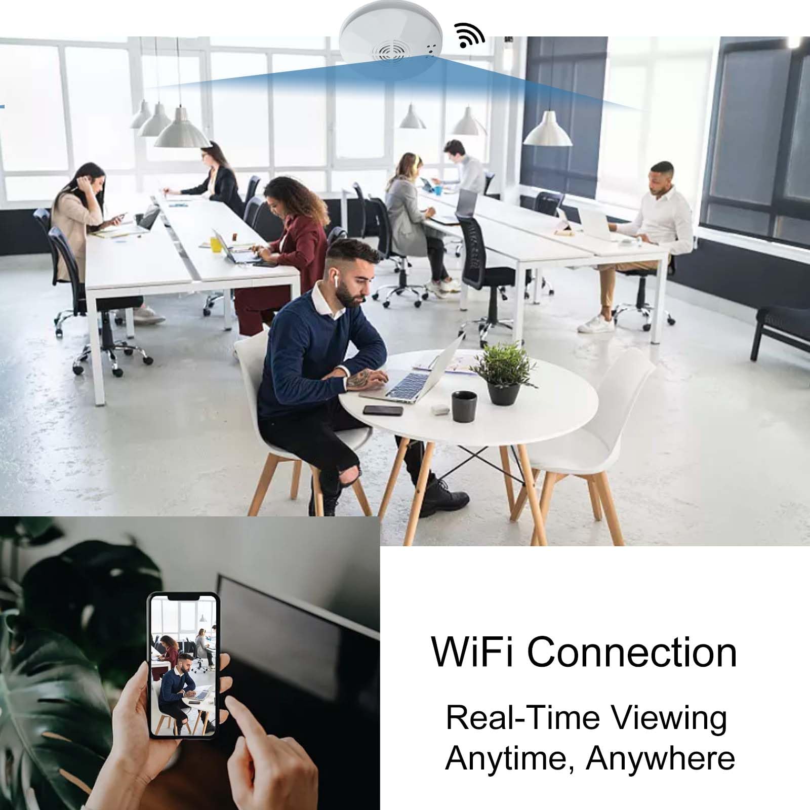 4K Ultra HD Smoke Detector Hidden Camera | WiFi Remote Real-Time Viewing | Night Vision | Motion Detection | Hidden Home Security Baby Pet Nanny Camera | No Audio | Energized for use