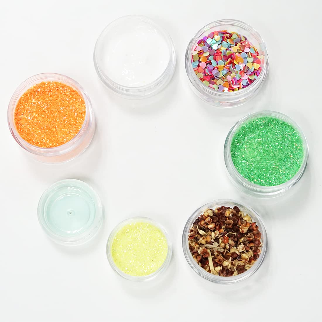 ZEJIA 10pcs Small Travel Containers, Pink Sample Containers with Screw Lids, 5 Size 3/5/10/15/20 Gram Sample Jars with 12pcs Labels and 2pcs Mini Disposable Spatula, Makeup Sample Containers BPA Free