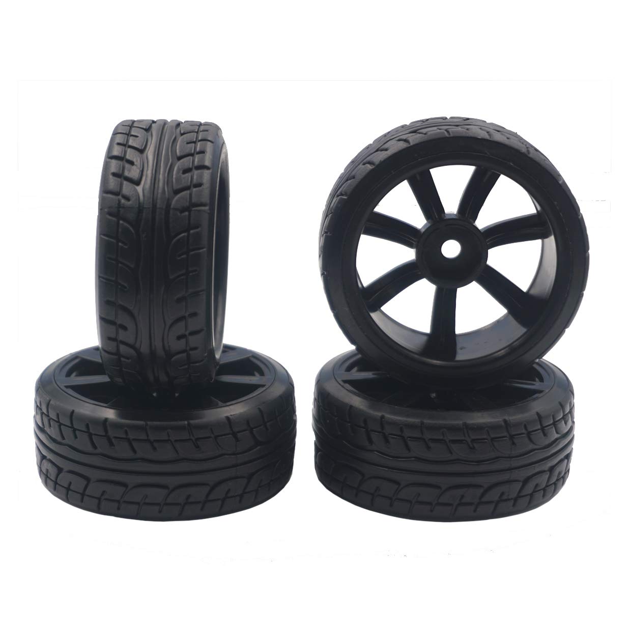 4Pcs ShareGoo OD62mm Hard Plastic RC Drift Car Tires & Wheel Rims 12mm Hex Tyre Compatible with Traxxas HSP Tamiya HPI Kyosho 1/10 Drift Drifting RC Car