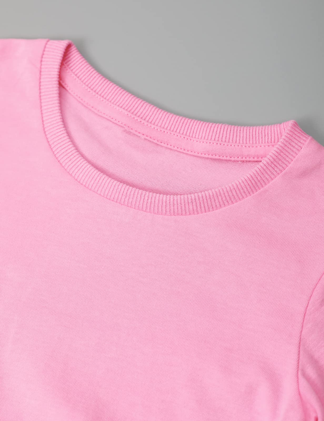 COSLAND Kids Plain Tshirts Boys Short Sleeve Shirt, Pink, Small