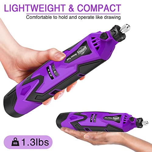 12V Cordless Rotary Tool Kit, 6-Speed(5000-30000 RPM),150 Accessories, Universal Keyless Chuck and Flex Shaft Rotary Tool, Electric Power Rotary Tools for Sanding, Polishing, Drilling, Cutting, DIY