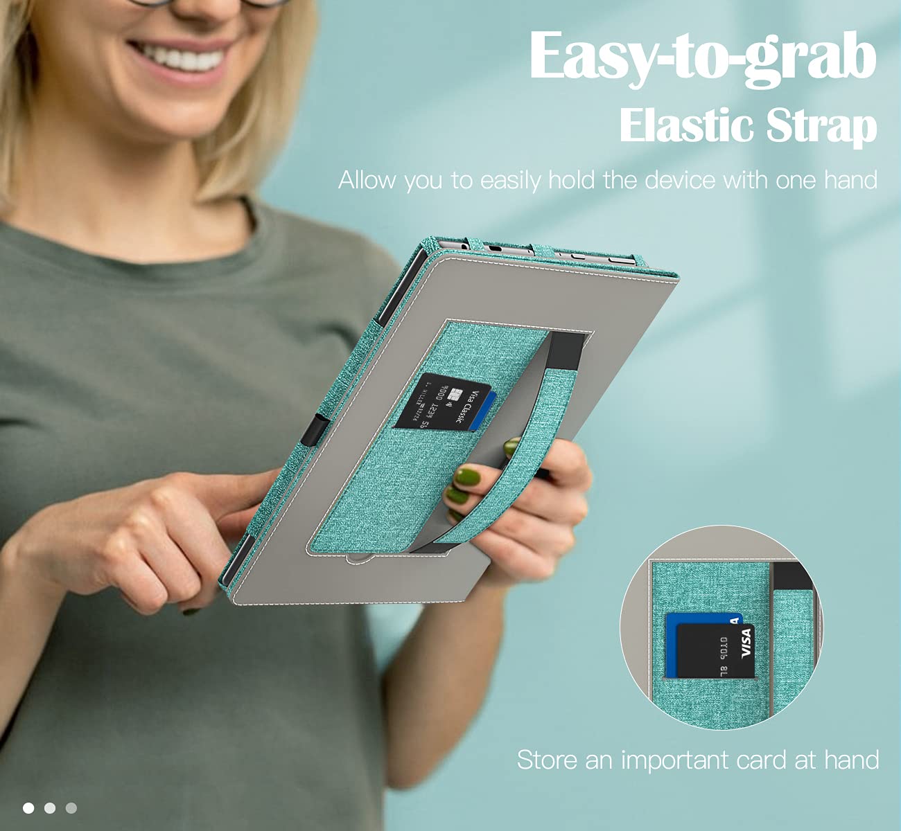 TiMOVO Case for All-New Kindle Fire HD 10 & Fire HD 10 Plus Tablet (10.1", 11th Generation, 2021 Release), Vertical Horizontal Stand Cover with Auto Wake/Sleep, Card Slot, Hand Strap, Green