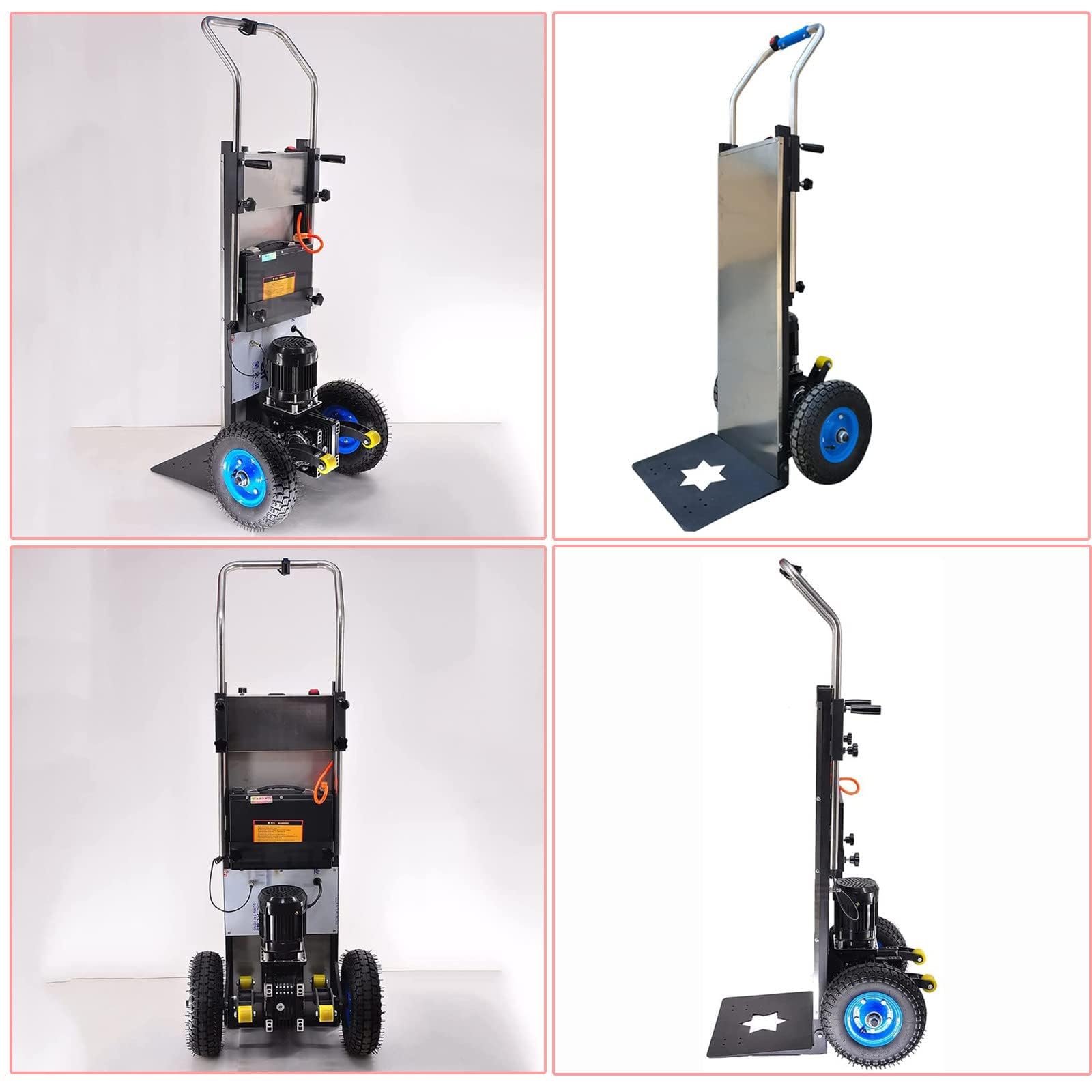 1200W Electric Stair Climber Cart, Professional Hand Truck, with Brushless Motor, Large Capacity Battery, Height and Speed Adjustable, 400Kg Load Capacity, for Carrying Material