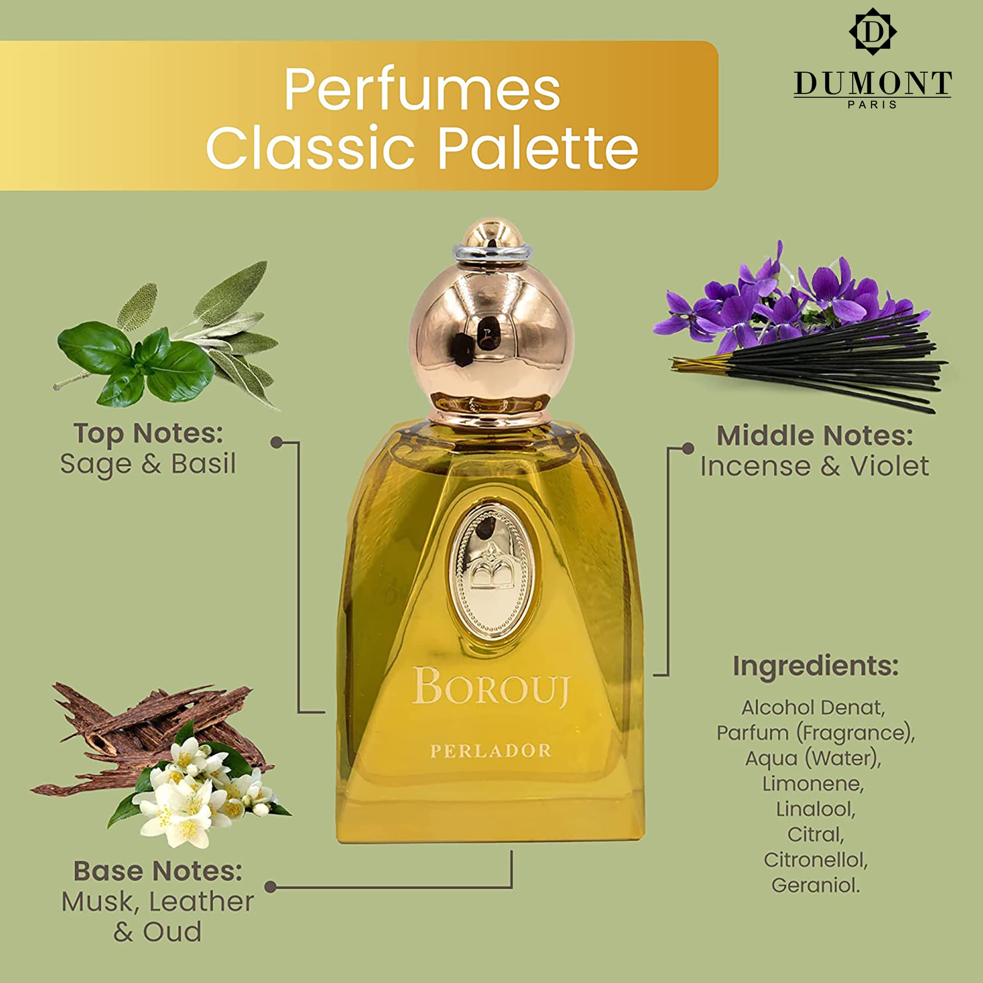 Dumont BOROUJ PERLADOR - 85ml - Unisex Perfume for Men & Women - Arab Inspired Fragrance with Musky Notes - Long Lasting Cologne Mist & Body Spray - for Him & Her