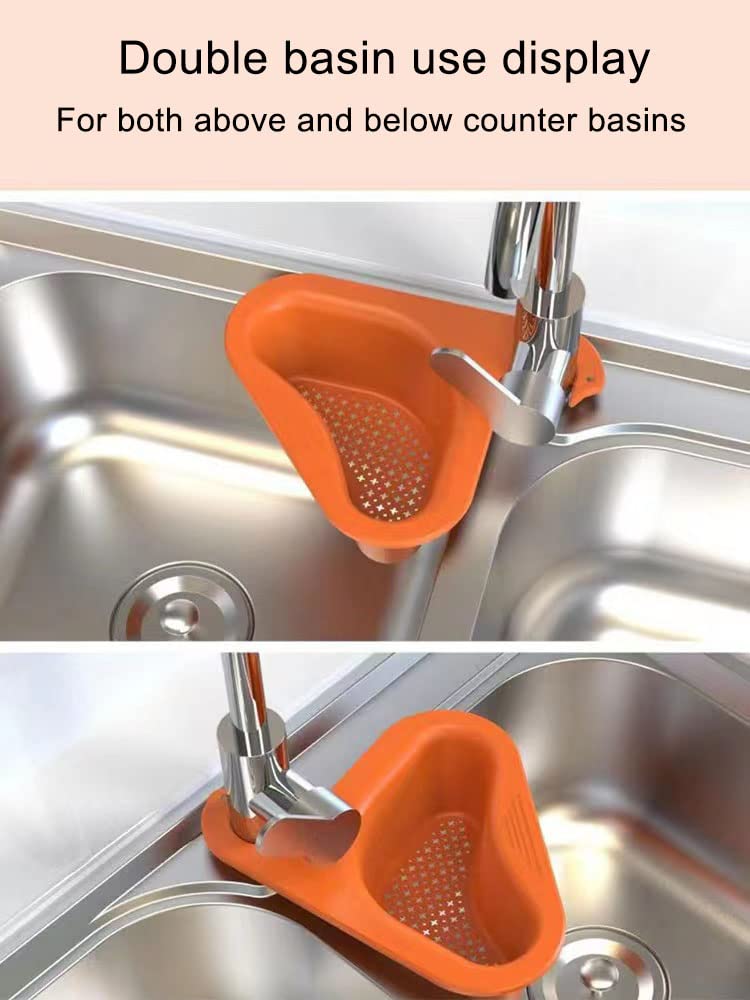 4 Pack Kitchen Sink Drain Basket Swan Drain Rack, Multifunctional Kitchen Triangular Sink Filter Swan Drain Basket for Kitchen Sink Hangs on Faucet Fits All Sink