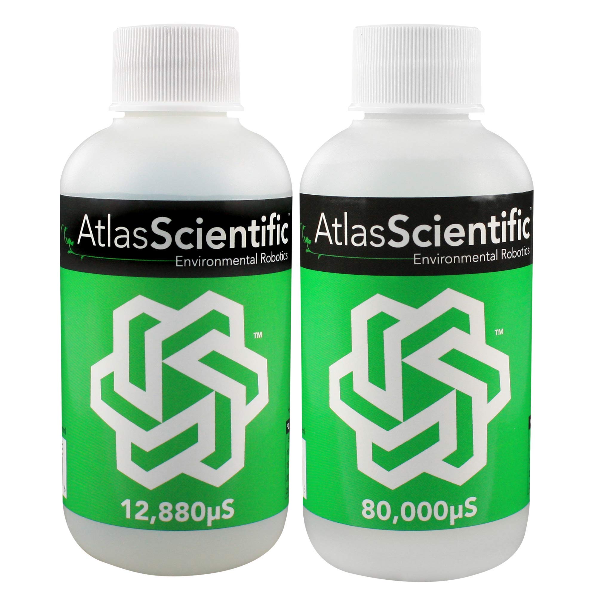 Atlas Scientific K 1.0 Conductivity Calibration Solutions - 12,880µS & 80,000µS - 125ml (4oz) Pack of 2