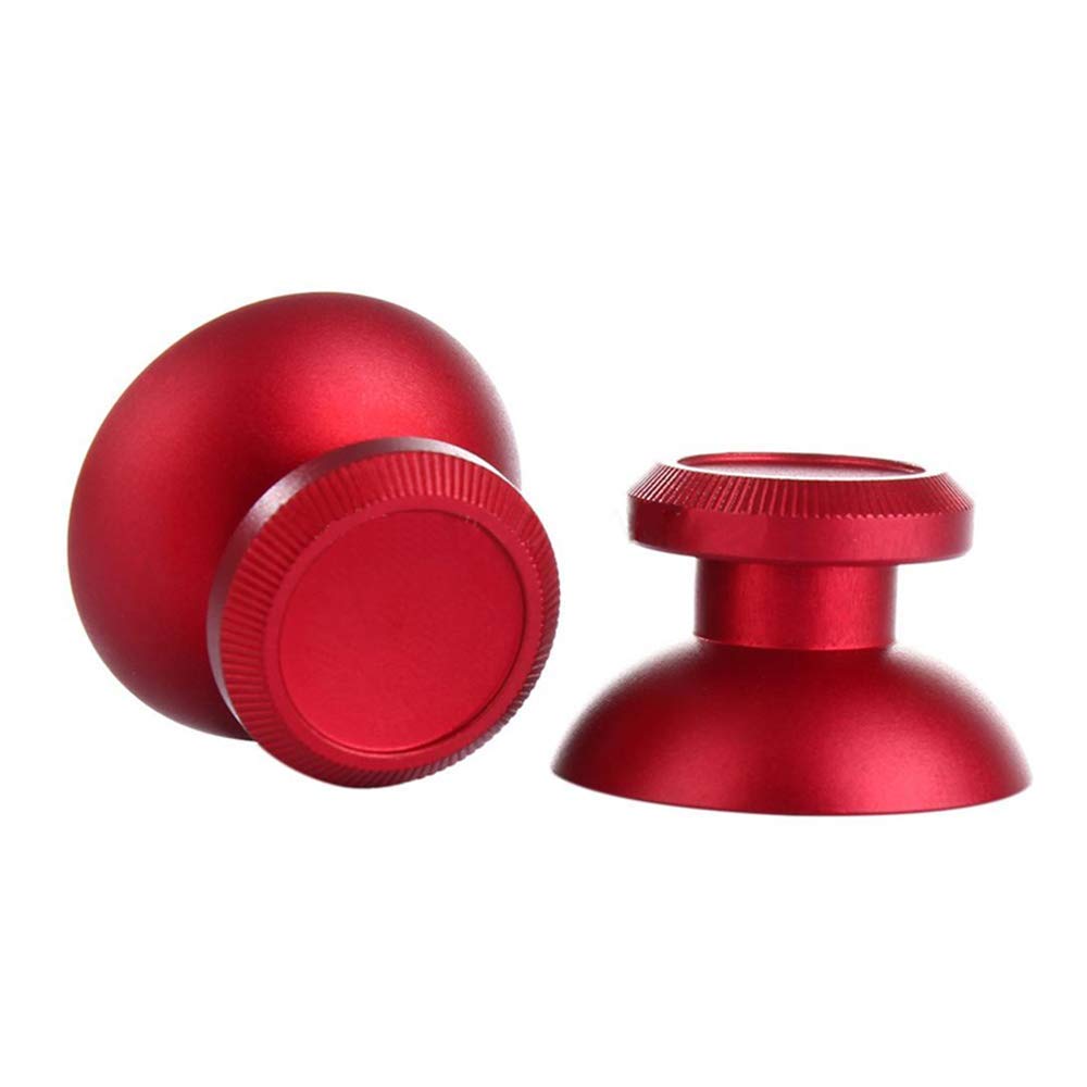 2PCS Aluminum Metal Analog Joystick Thumbstick Rocker Mushroom Caps Button for PS4 Xbox One Replacement (Red)
