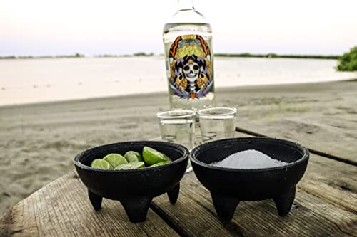 6 Pack Salsa Black Molcajete, Mexico Serving Dish, Chips, Sauce Cup, Side Dish, Snack, Dip, Nuts Candy for Taco Fiesta, Perfect for Parties, Events, or Any Use! (Black, 6 Pack)