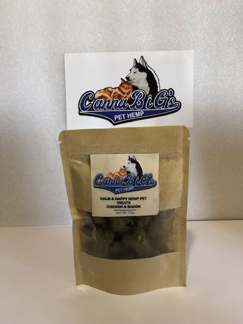 Calm & Happy Hemp Pet Treats Chicken & Bacon-Supports Muscle&Joints-Inflammation-Mood Support-Digestive-Support-Restful Sleep-Calming-Made with Hemp Seed Oil-pet Support (15 Count, 1.3, Ounce)