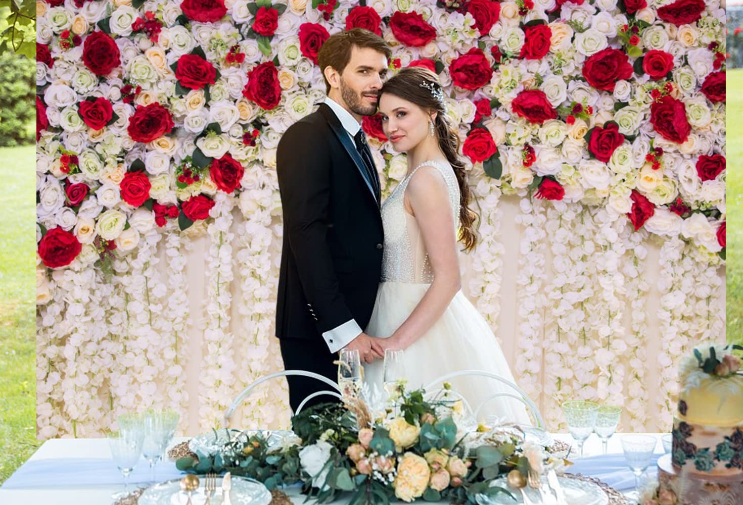 CSFOTO 10x8ft Wedding Backdrops for Reception Floral Backdrop for Wedding Shower Engagement Backdrop Flower Wall Backdrop Bridal Shower Background for Cradle Ceremony Backdrop for Proposal