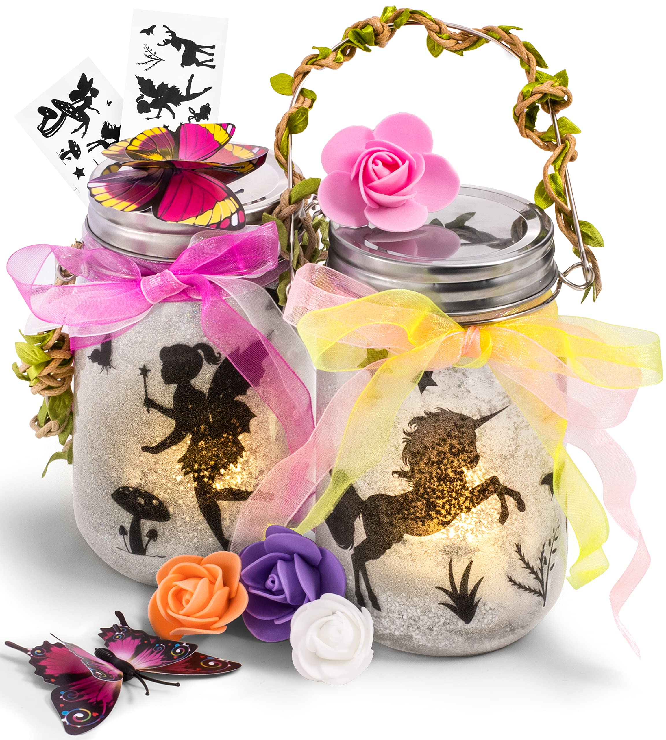 ArtSprk Fairy Lantern Craft Kit for Girls - DIY Kit Includes 2 Complete Fairy Jar Night Light Crafts for Kids - Great Gifts for Birthdays, School, Parties & Sleepovers