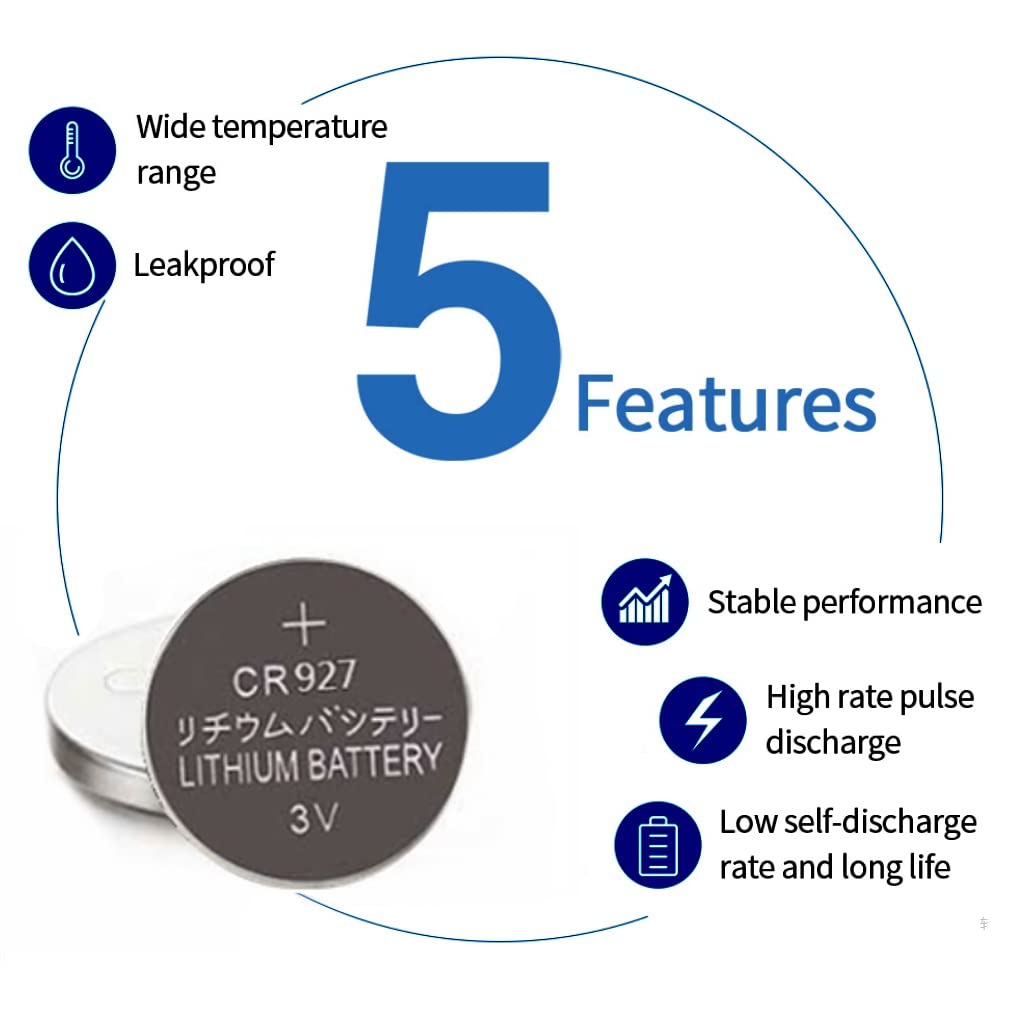 Cotchear 5pcs/Pack CR927 Coin Battery 3V Lithium Cell Button Battery ECR927 5011LC DL927 BR927 KCR927 LM927 CR927 Button Batteries for Watch Toy Remote