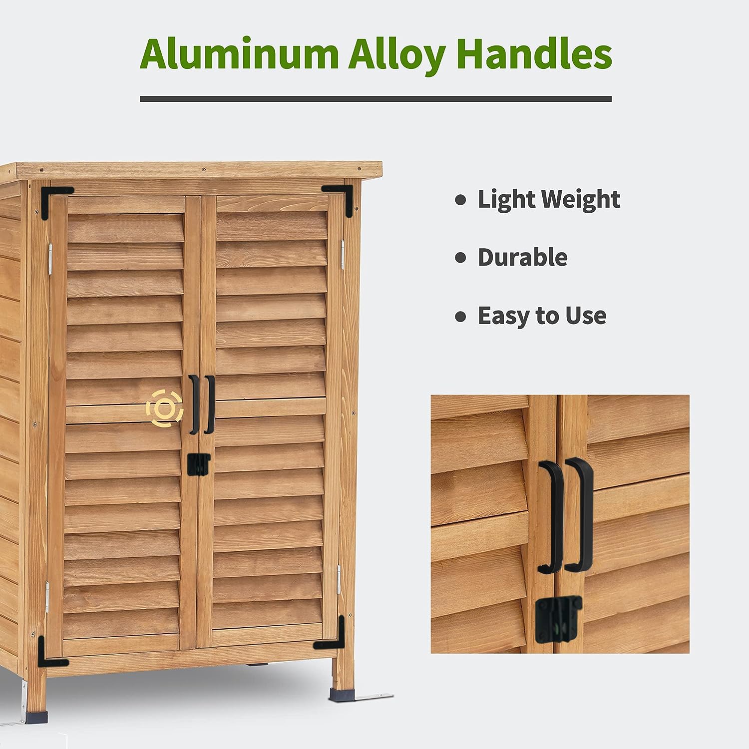 MCombo Outdoor Wood Storage Cabinet, Small Size Garden Wooden Tool Shed with Double Doors, Outside Tools Cabinet for Backyard (24.6”x 18.3”x38.2”) 0985 (Yellow)