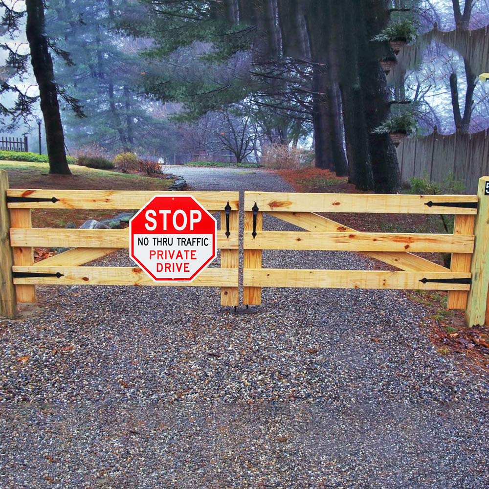 2 Pack No Thru Traffic Sign,Private Drive Sign, 12"x 12" 40 Mil Rust Free Aluminum Reflective Sign, UV Protected and Weatherproof