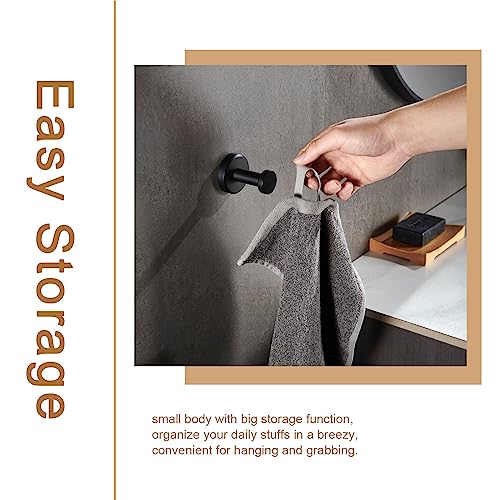 APLusee Matte Black Robe Towel Hook, Stainless Steel Modern Coat Hook, Utility Shower Towel Hanger for Bathroom Kitchen Home Storage
