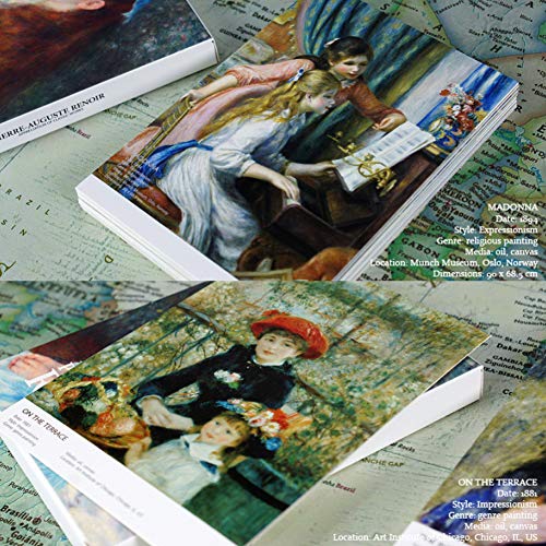 Beautiful Art Postcards set of 30 Pierre Auguste Renoir Post card variety pack Famous Painting Scenery,4 x 6 Inches