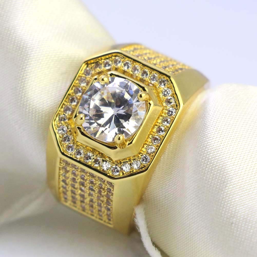 2 Rings His and Hers Couple Rings Bridal Sets Yellow Gold Filled Heart Cz Womens Wedding Ring Sets Man Wedding Bands