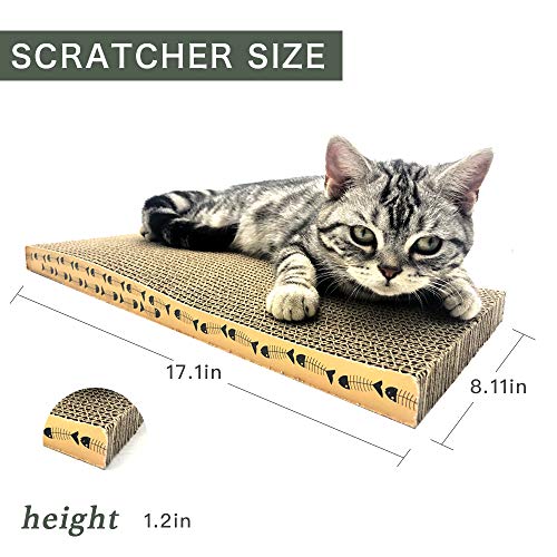 MECOOL Cat Scratcher Cardboard Scratching Pads Scratch Lounge Bed with Catnip 3PCS Reversible Corrugated Cardboard with Scratch Box