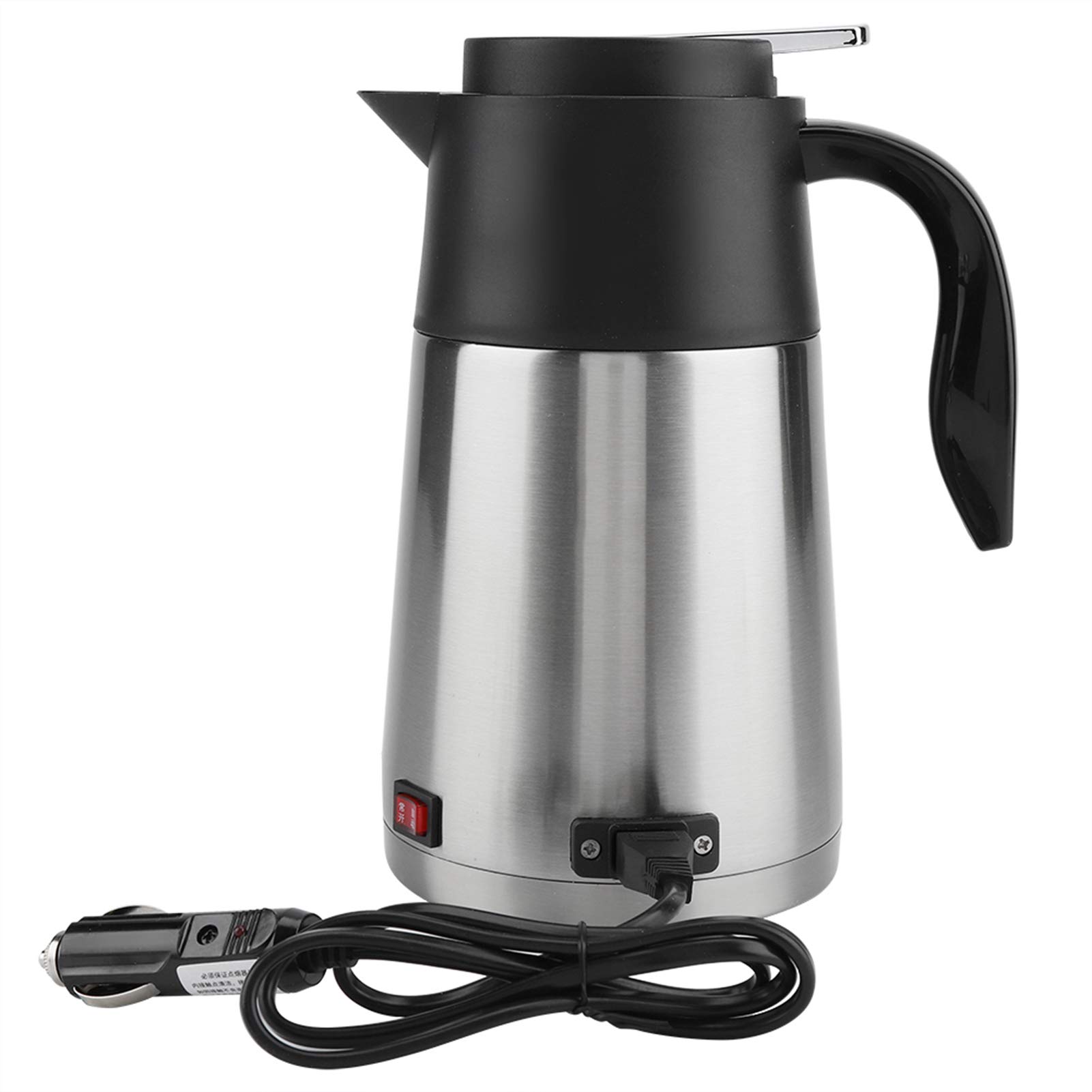 12V/24V 1300ml Stainless Steel Car Truck Travel Electric Kettle Pot with Heating Function for Long Drive, Safe to Drink, Good Insulation (12V car)