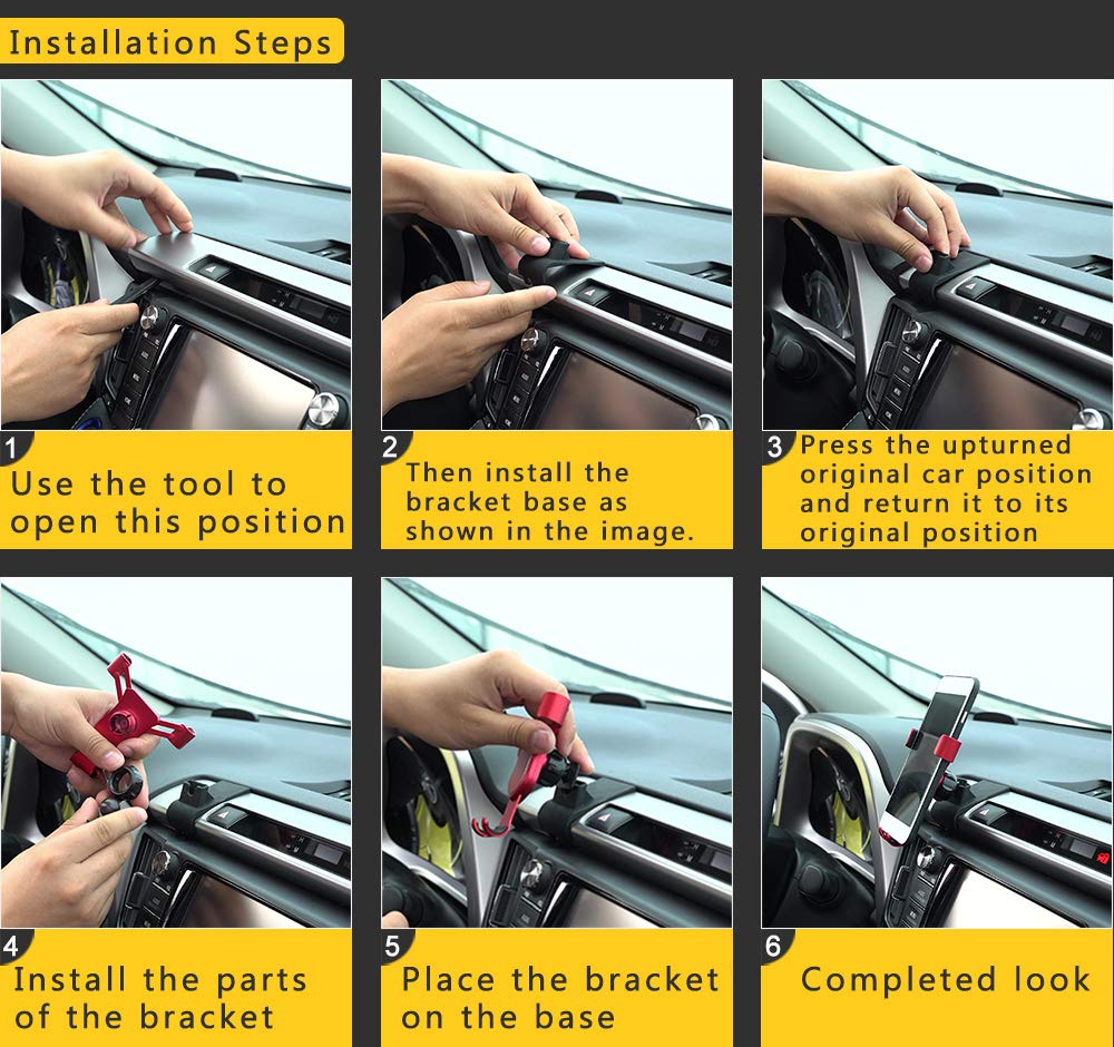 BeHave Autos Universal Car Phone Holder Fit for Toyota RAV4 2013 2014 2015 2016 2017 2018 Air Vent Phone Mount Adjustable, Car Phone Cradle Fit for iPhone Samsung 4-7 Inches Smartphone