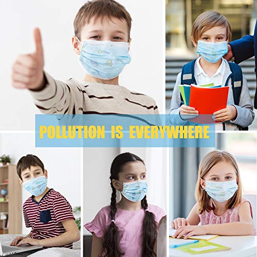 Kids Disposable Face Masks, Children 3-Ply Breathable Cute Safety Mask, Protective Mask with Elastic Ear Loops for Boys Girls