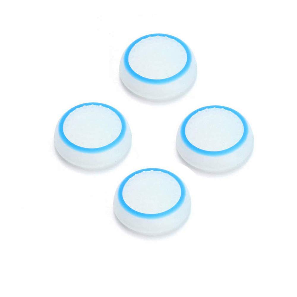 4PCS Silicone Thumb Stick Joystick Analog Grip Thumbsticks Cap Cover Case for PS4 PS3 PS2 Xbox One Xbox 360 Wii U NS Pro Controller (White-Blue)