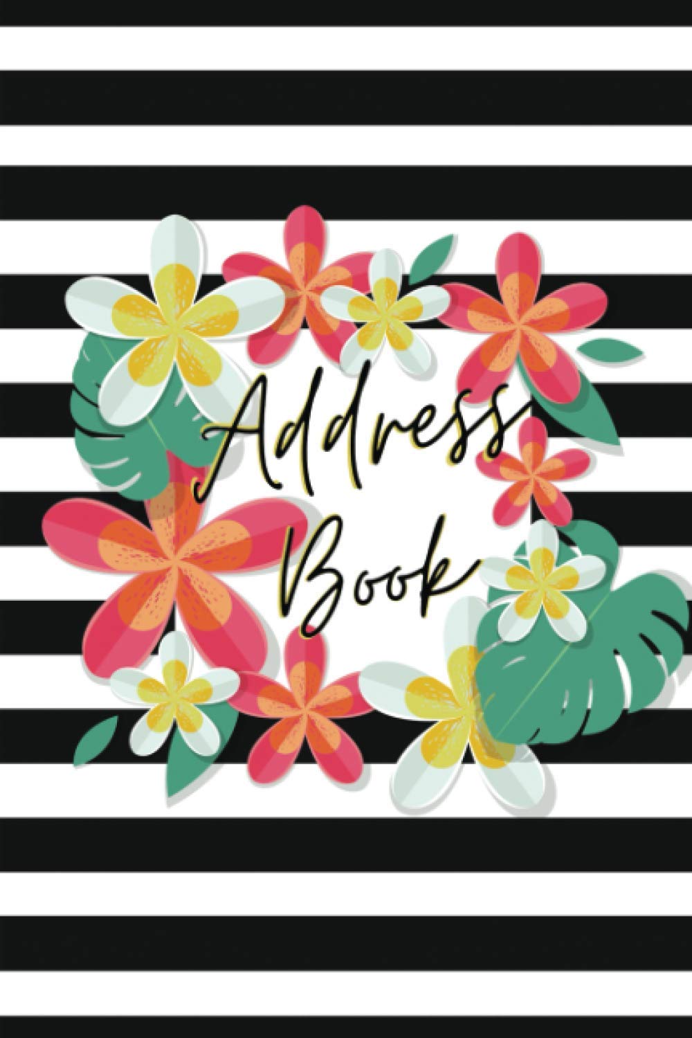 Address Book: Simple 6" x 9" Small Address and Telephone Journal and Alphabetical Tabs, Address and Birthday book Book with Tabs for Women , Address & ... with Tabs (Address Book Black Floral Design )