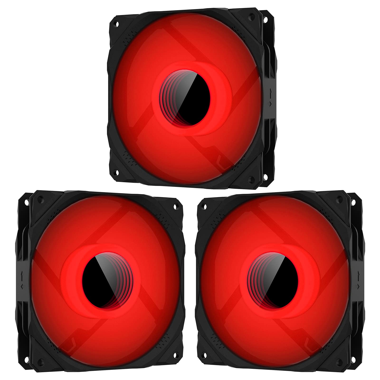 novonest 120mm PC Case Fan,3-Pin Red Led High Performance Mirror Cooling Fan,Low Noise High Airflow Ultra Quiet Computer Fan for PC Cases,Long Life Bearing Computer Cooling Fan,UA01RD3(3-Pack)