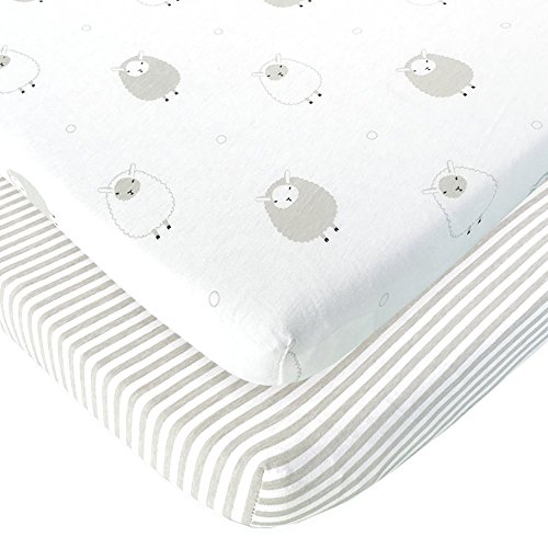 Bassinet Fitted Sheets for Baby Beside Dreamer Bedside Sleeper and Chicco Next2Me – Fits 20 x 33 Mattress – Snuggly Soft Jersey Cotton – Grey – 2 Pack