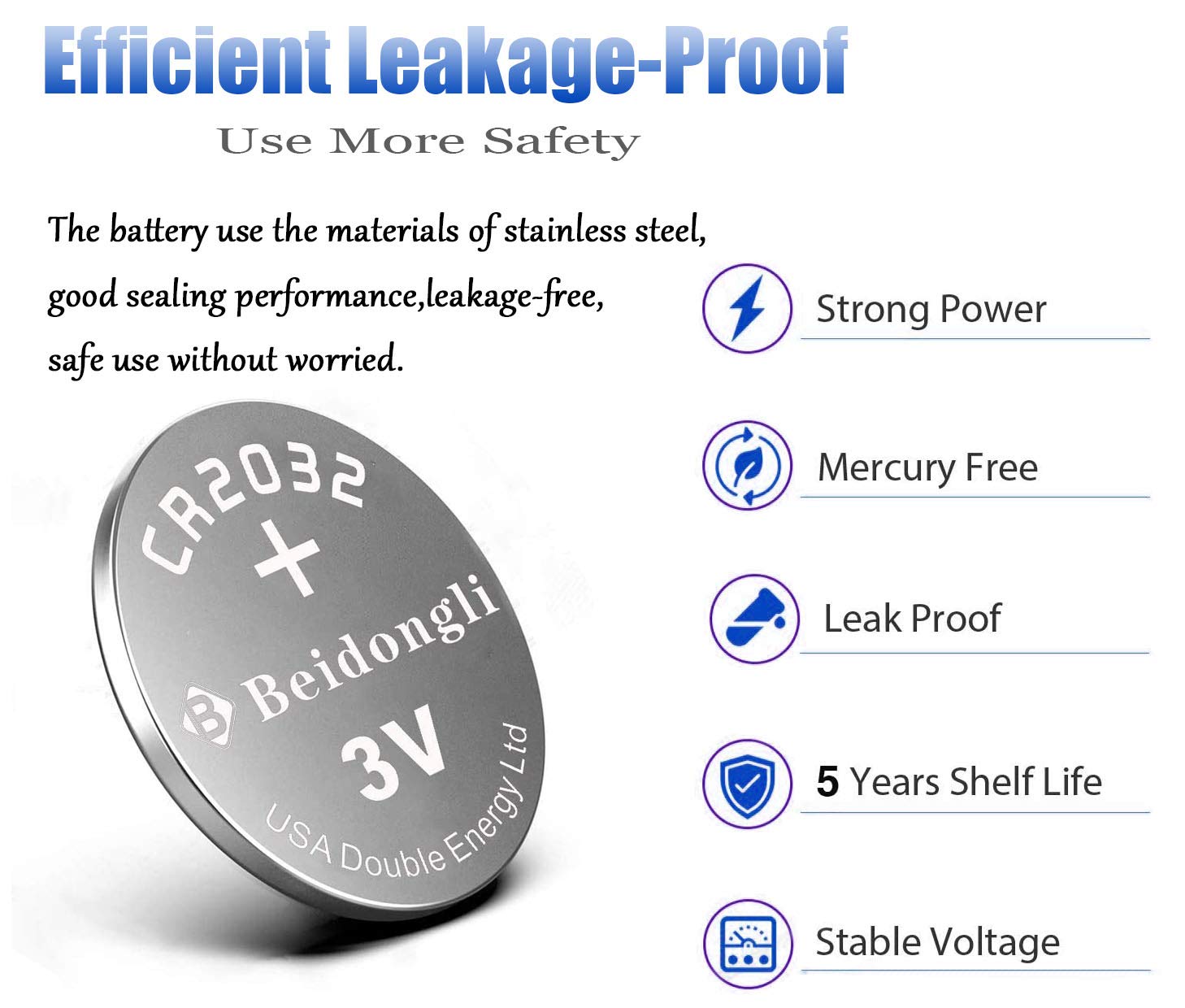 Beidongli CR2032 Battery 3V Lithium Battery Coin Button Cell 20 Count 【5-Year Warranty】