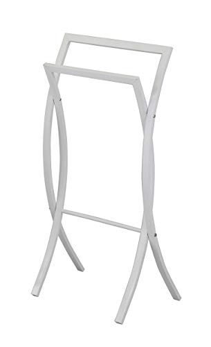 Kings Brand Furniture - Rusbac Metal Modern Freestanding Towel Rack Stand, White