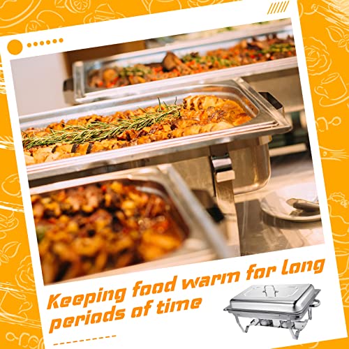 6 Pcs Chafing Dish Buffet Set 8 Qt Stainless Steel Chafer Complete Set Catering Buffet Servers and Warmers with Foldable Frame, Food Pan, Fuel Holder and Lid for Parties Banquet Wedding (Full Size)
