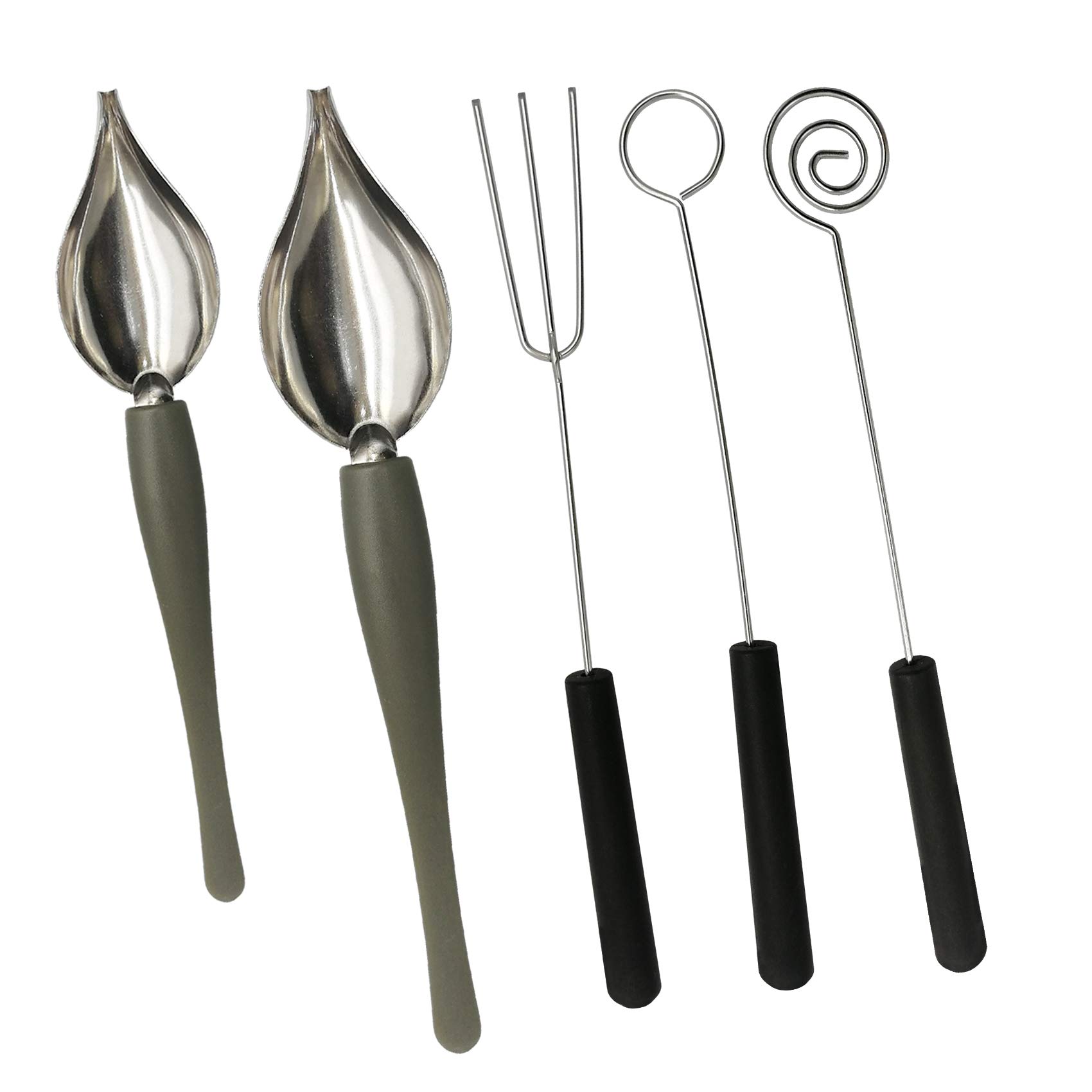 2 pcs Drawing Decorating Spoon Set,3 Pcs Candy Dipping Tools Chocolate Dipping Fork Spoons Set Stainless Steel Chef Art Pencil Spoons Plated Decoration Spoons for Decorative Plates, Cake, Coffee