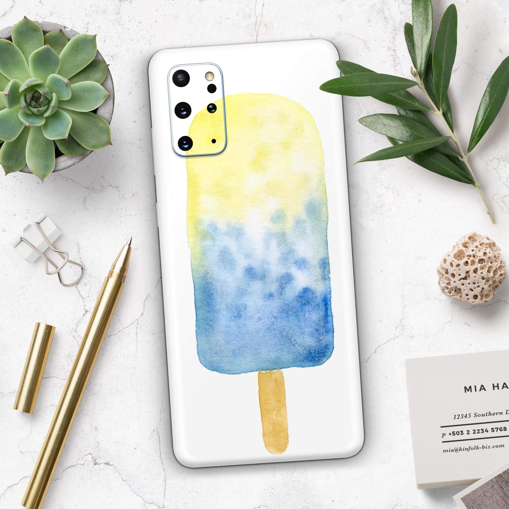 DesignSkinz Summer Mode Ice Cream v6 Protective Vinyl Decal Wrap Skin Cover Compatible with The Samsung Galaxy S20 (Screen Trim & Back Glass Skin)