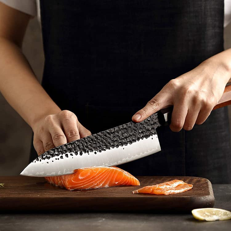 8- inches professional knife, very hard and sharp, blade, 9CR18MOV coated steel, comfortable octagonal handle. Suitable for family, friends and relatives as a gift.