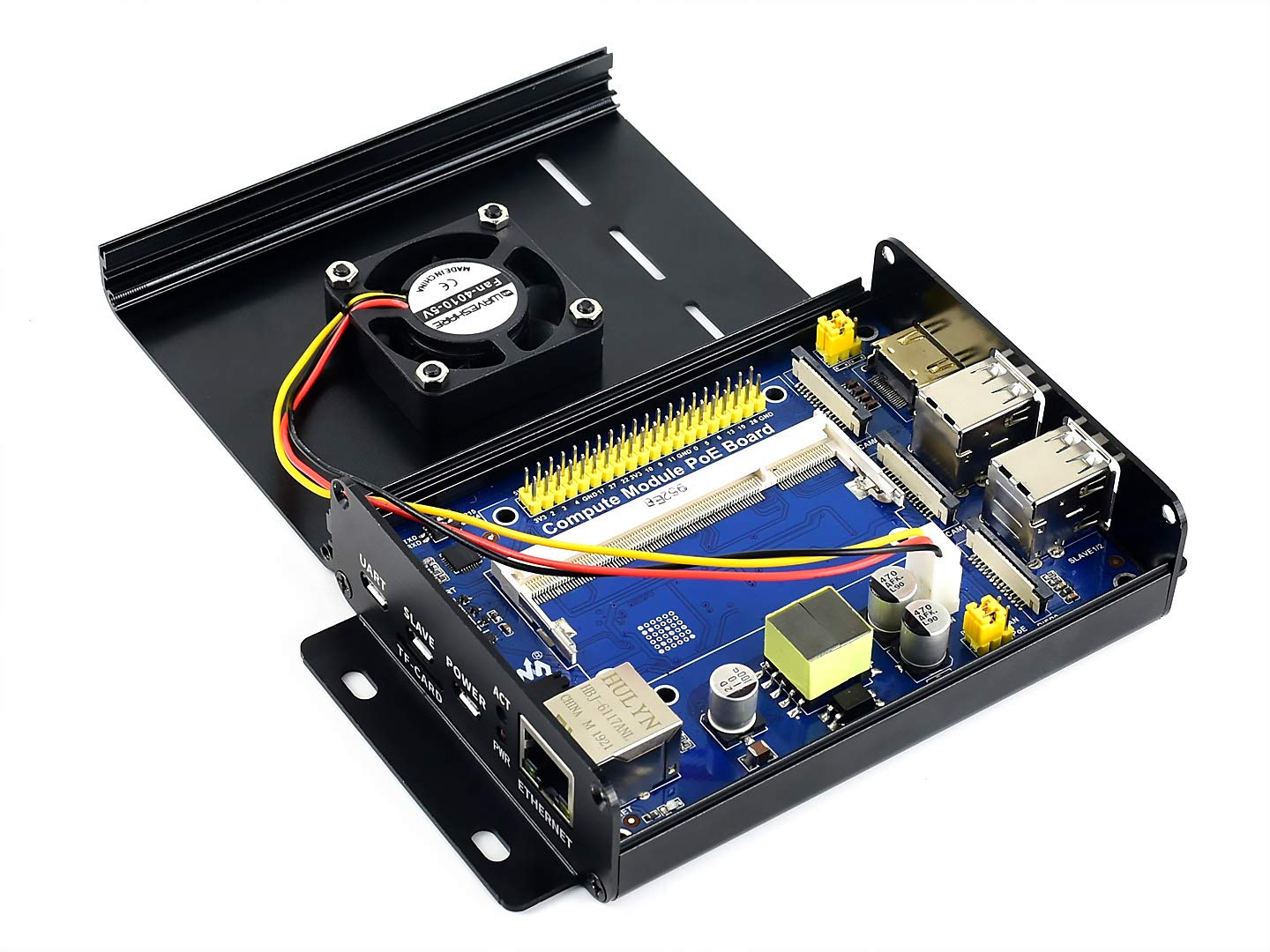 TOP1 CM-IO-POE-Box Compute Module Mini-Computer with Compute Module PoE Board Based On Raspberry Pi Compute Module CM3/3+ Series Support 2 CSI Cameras PoE Power Over Ethernet