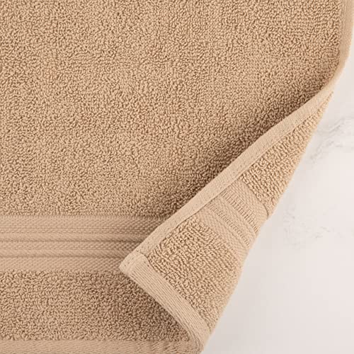 Bathroom Hand Towels Set 100% Cotton Tan, Oeko-Tex Terry Cotton, Soft and Absorbent Hand Towel, 500 GSM, Set of Two, 16 in x 28 in
